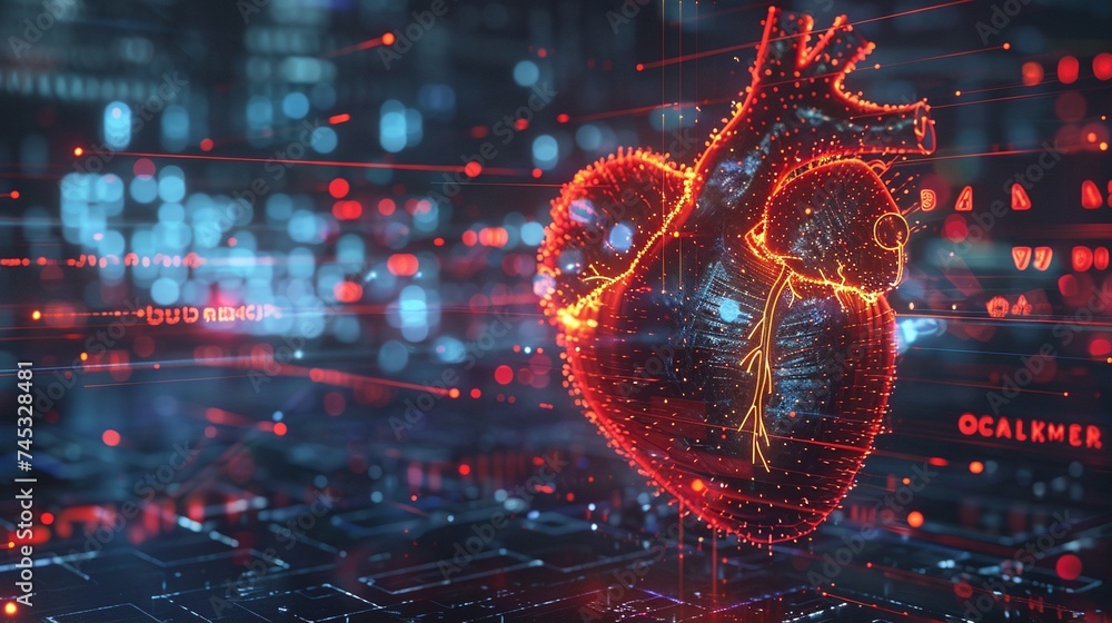 heartbeat line transforming into digital AI code, AI's role in real ...