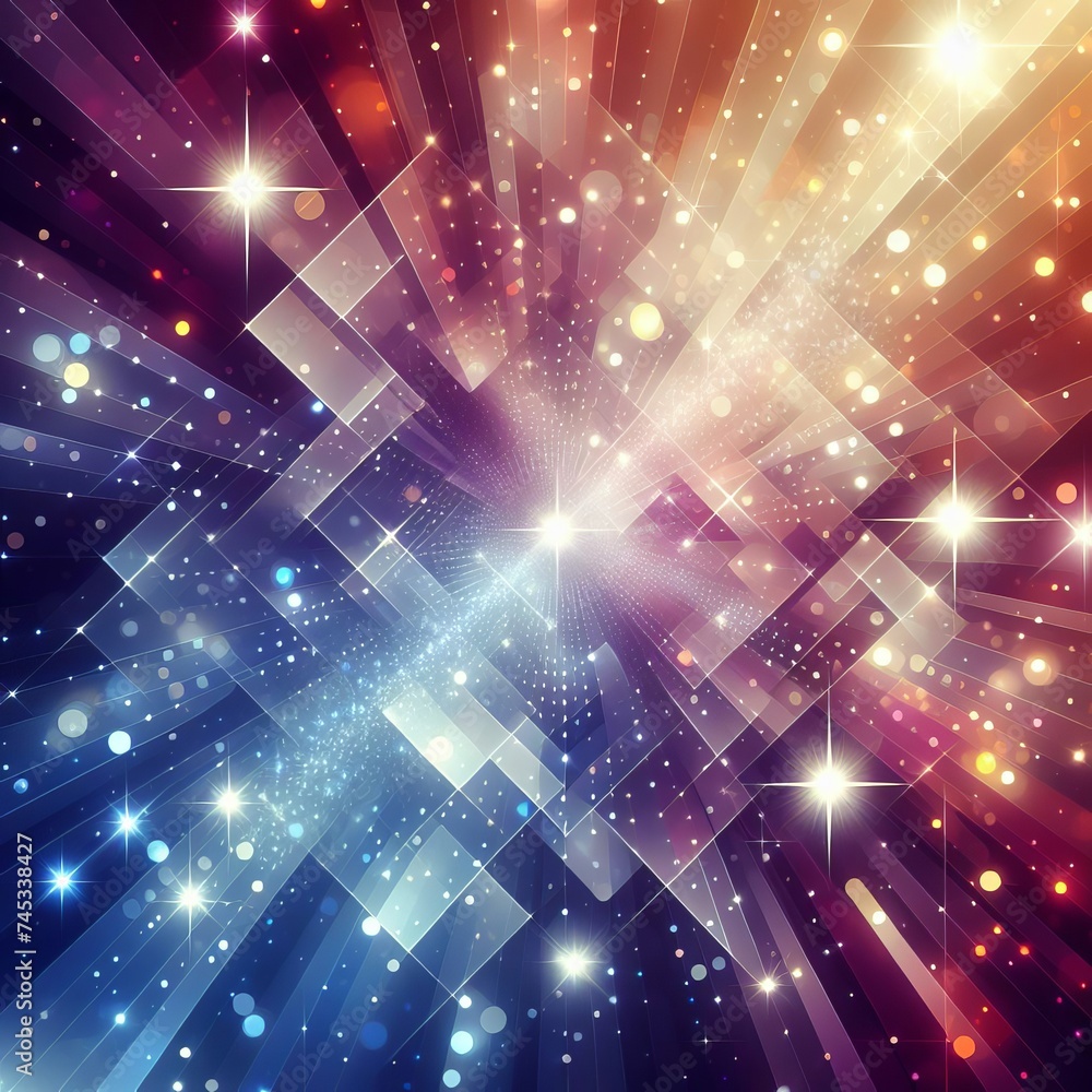 A vector illustration featuring a radiant prism light background with a ...