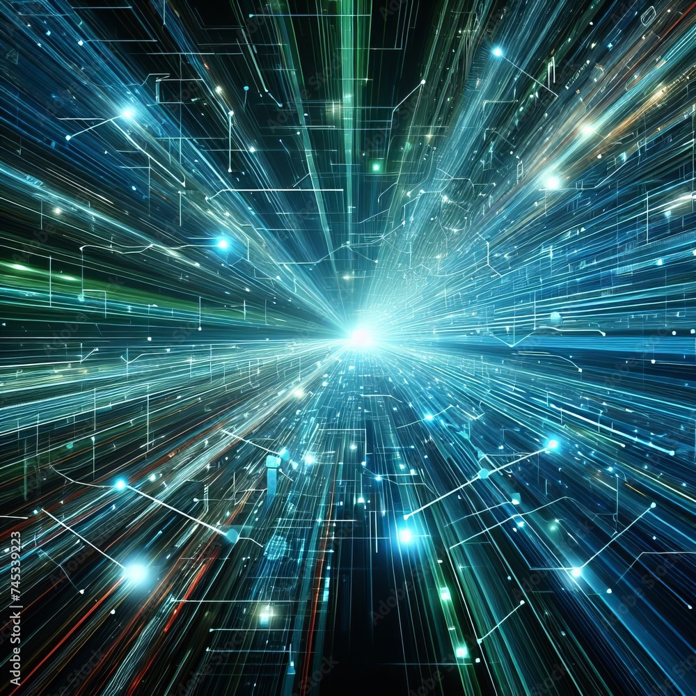 An illustration in 3D showcasing a digital technology-themed background ...