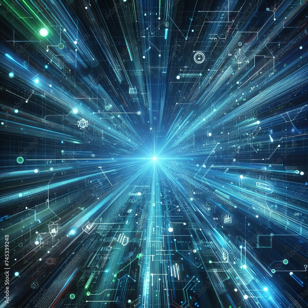 An illustration in 3D showcasing a digital technology-themed background ...