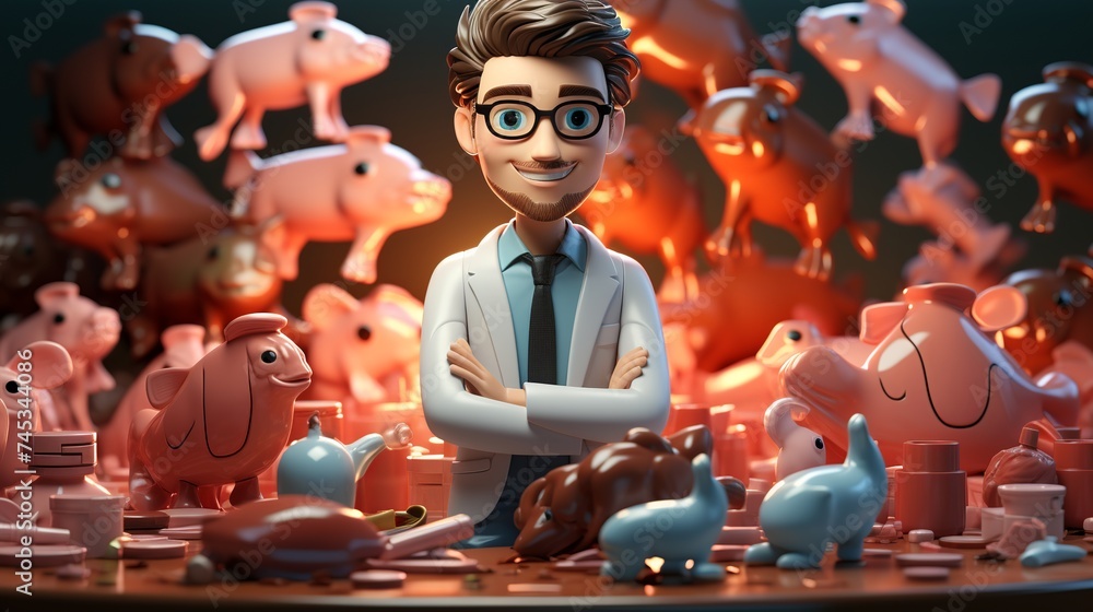 Crowdfunding, Clean Meat Scientist, 3D ICONS, clay, cartoon, Cute ...