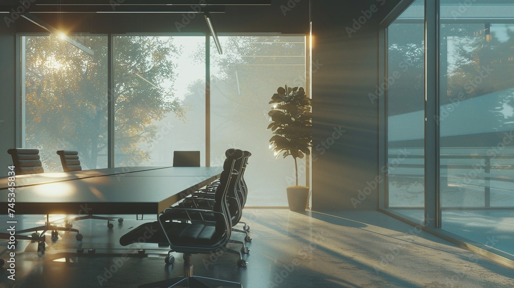 conference room with large windows, professional workspace for ...