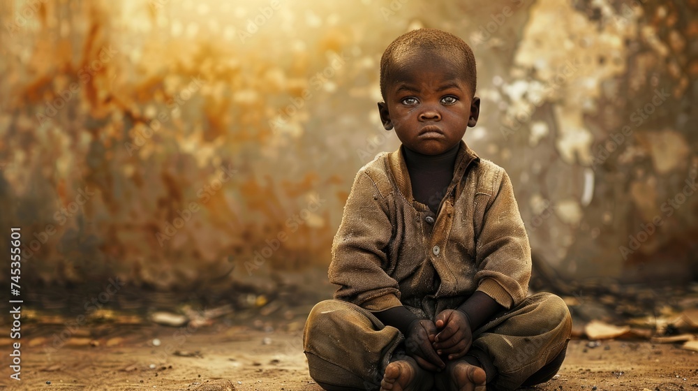 International Day of the African Child, portrait of a small African boy ...
