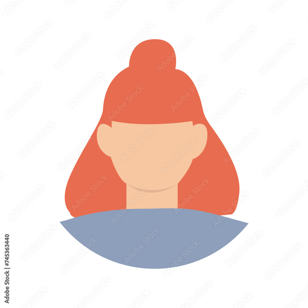 Vector flat illustration. Stylish profile of a woman. Avatar, user ...