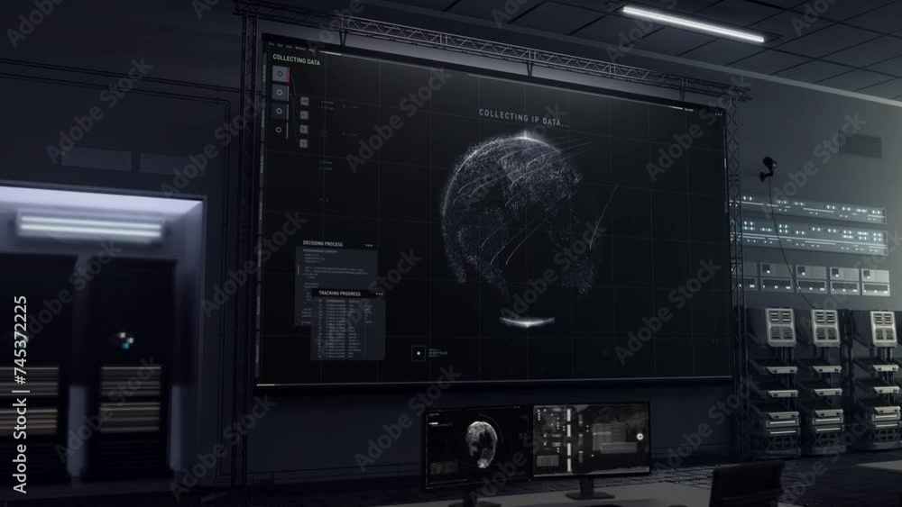 Vidéo Stock AI cyber crime surveillance technology ui displayed on the ...