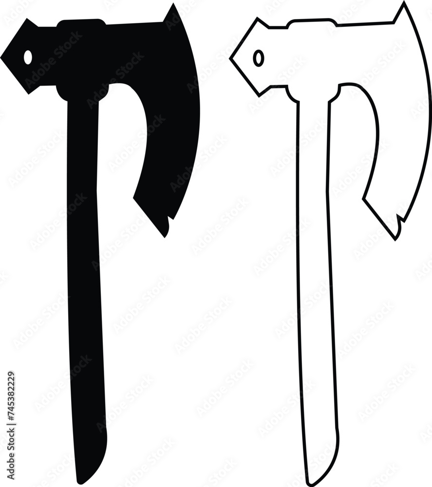 Axe icons set. Outline axe tool flat or line icon collection isolated ...