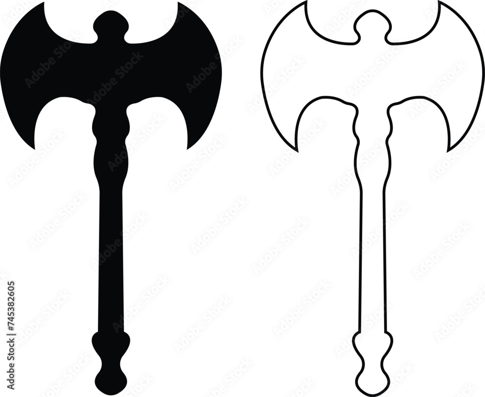 Axe icons set. Outline axe tool flat or line icon collection isolated ...