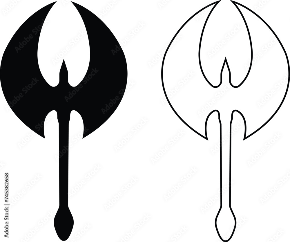 Axe icons set. Outline axe tool flat or line icon collection isolated ...