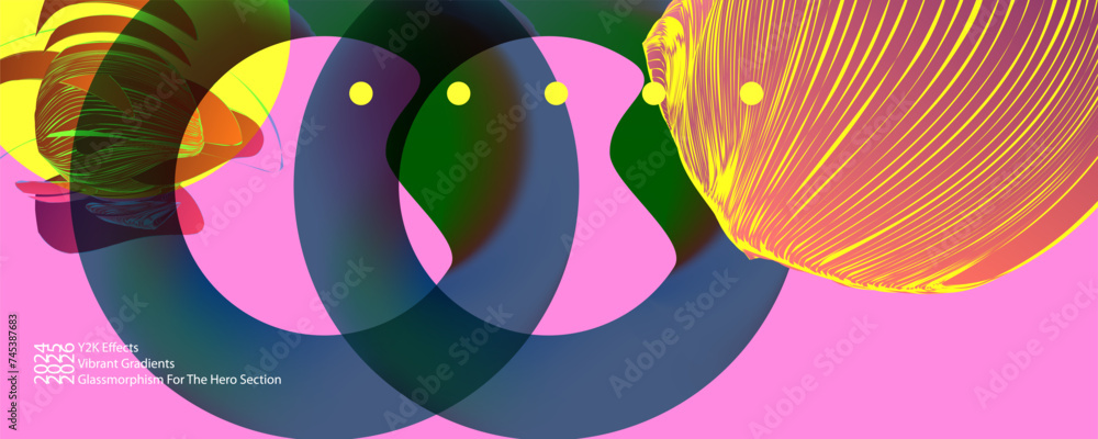 Pink Bright color neon design on a Glassmorphism background template in ...