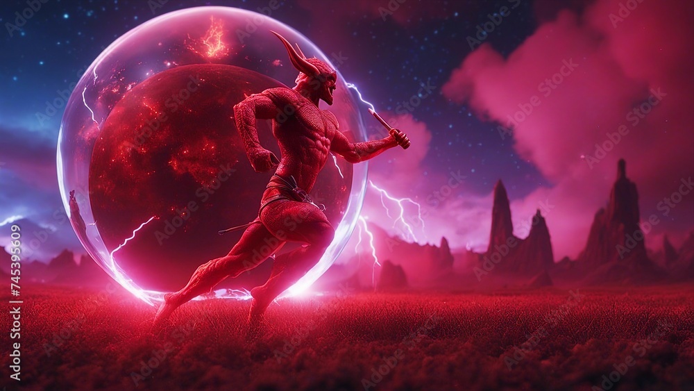 alien planet in space highly intricately photograph of Red dragon devil ...