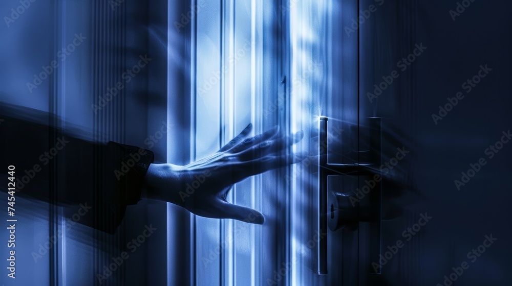 A surreal and mysterious image presenting a ghostly hand reaching out ...