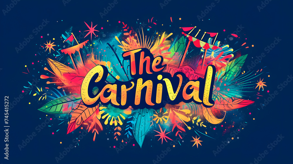 Popular Event in Brazil. Festive Mood. Carnaval Title With Colorful ...