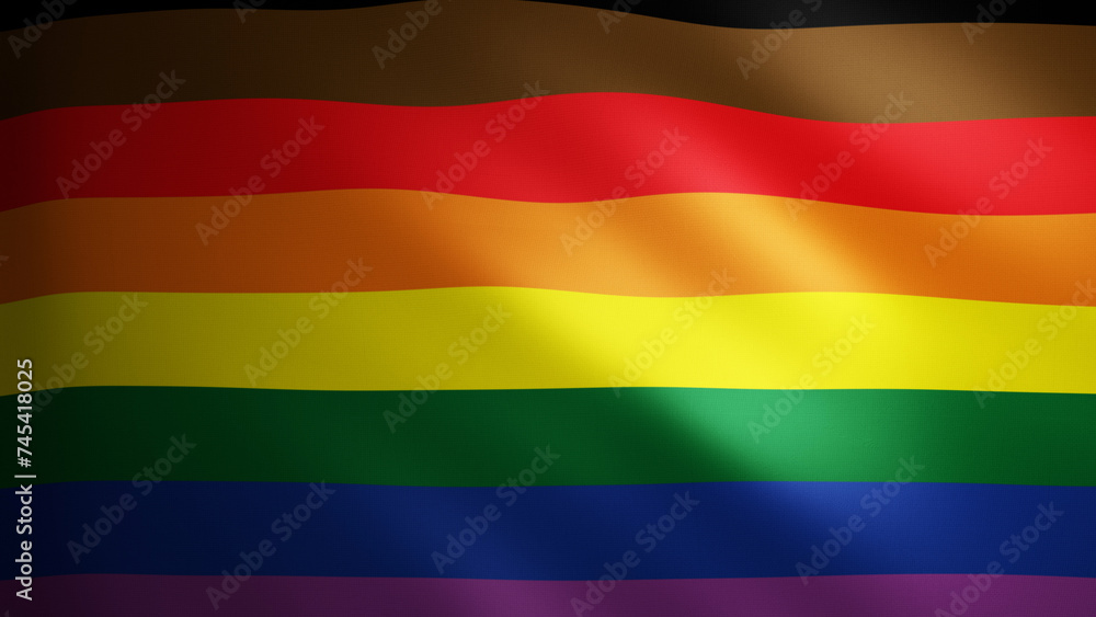 PHILADELPHIA Pride flag with fabric texture that moves in the wind. Smooth movement of the ...