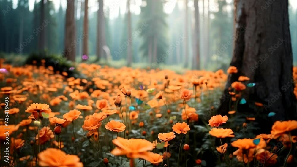 Vidéo Stock In the flower fields of the forest, the beauty is ...