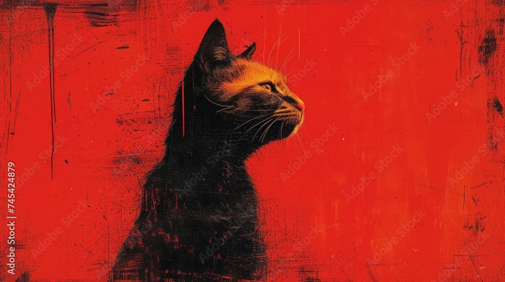 The Watchful Cat, A Feline's Gaze, Cat in the Red, Whiskers and Ears ...