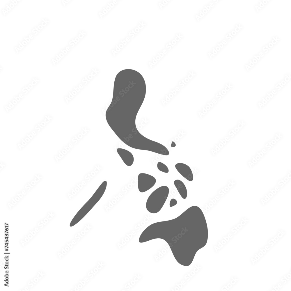 Philippines country simplified map. Grey stylish smooth map. Vector ...