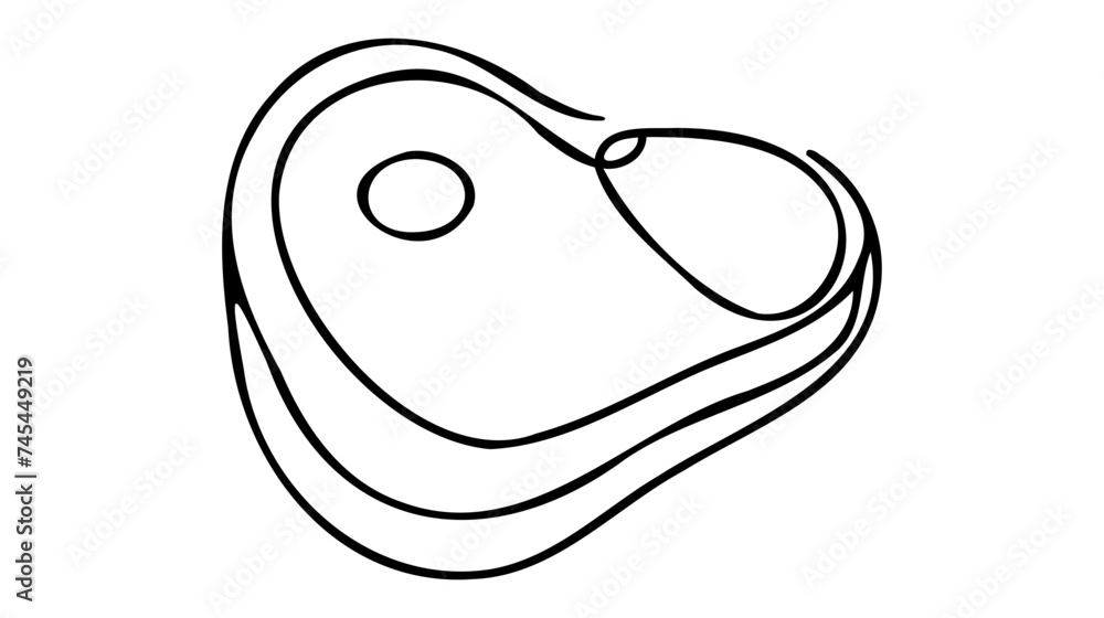 Steak continuous line drawing. One line art of veal, pork, beef, veal ...