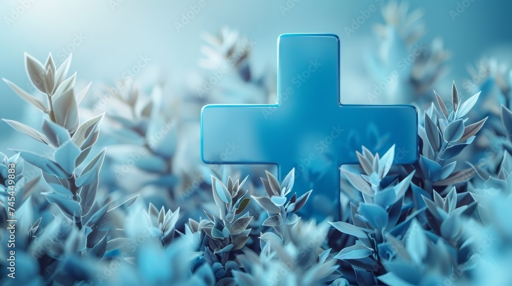 Virtual blue plus sign symbol of medical health healthcare insurance ...