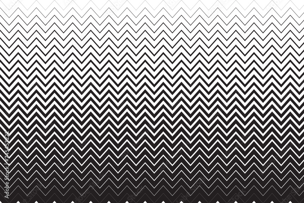 Horizontal parallel zigzag lines of different thicknesses. Black and white zig zag stripes ...