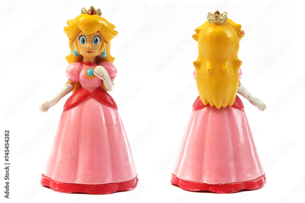 Princess Peach toy iconic character Super Mario Bros.. Stock Photo ...