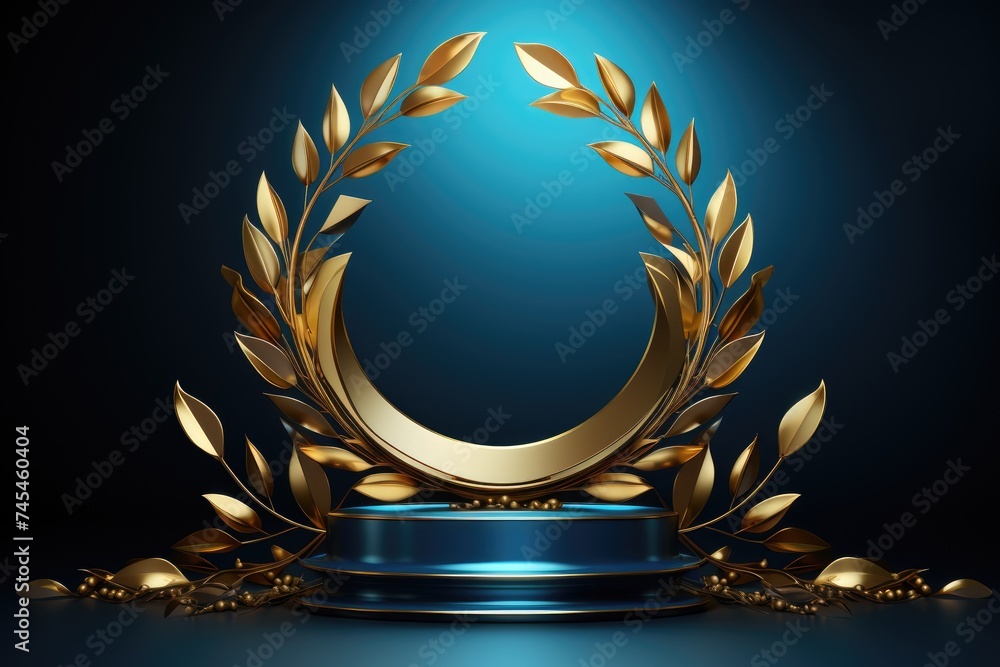 Celebrating success, podium award sign, symbolizing achievement ...