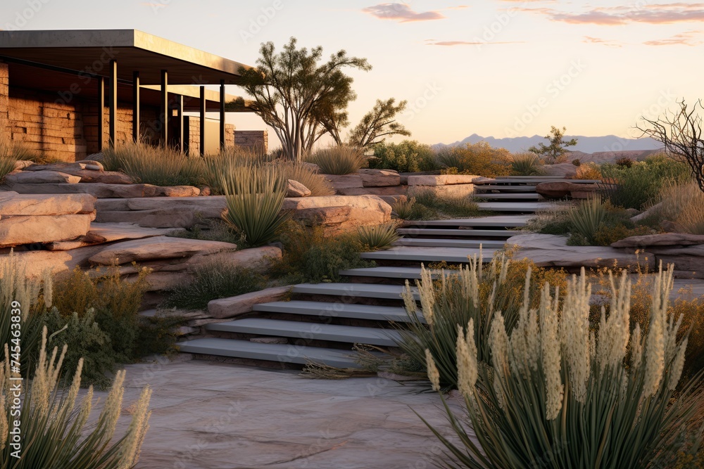 Majestic Minimalist Desert Landscapes: Stone Walkways, Drought-Tolerant ...