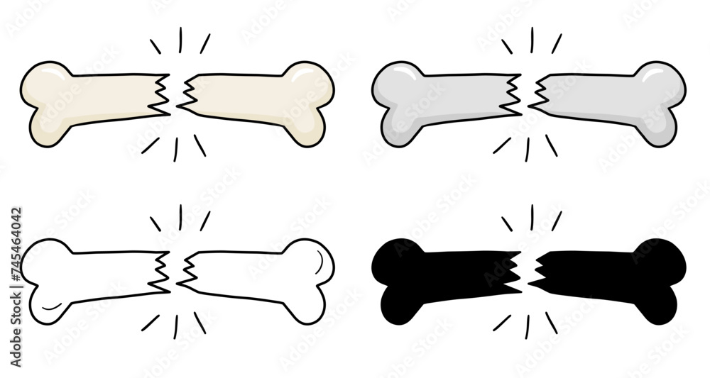 Broken Bone Icon Human Fracture Bones Vector Art Illustration Set ...