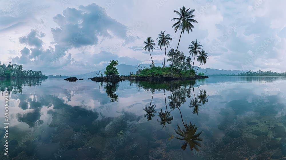 Amazing natural panoramic view Panorama of sandy tropical beach with ...