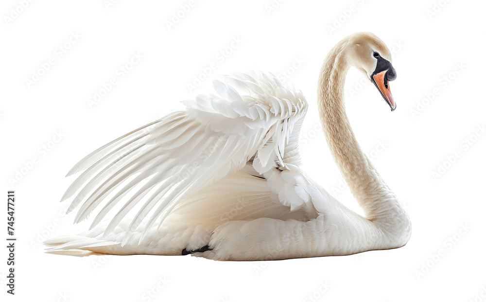 White swan sitting profile view PNG cutout isolated on transparent ...