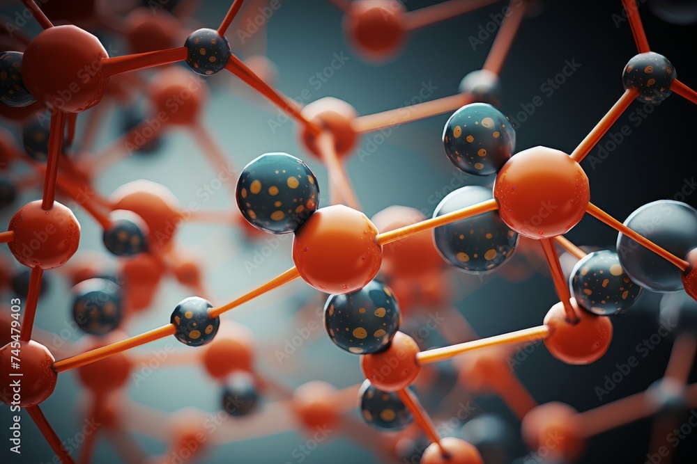 Complex Molecular structure cell. Formula atom tech. Generate Ai Stock ...