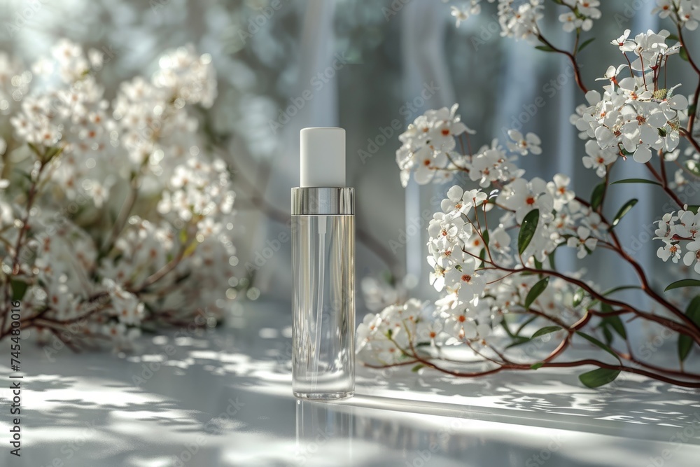 Facial container skin care cream. Skincare treatment products: white ...