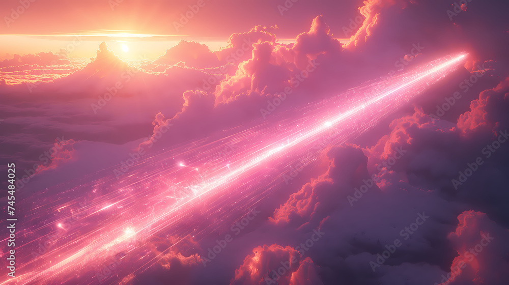 abstract wallpaper, pink beam of energy, Sunset Serenity: Ethereal ...