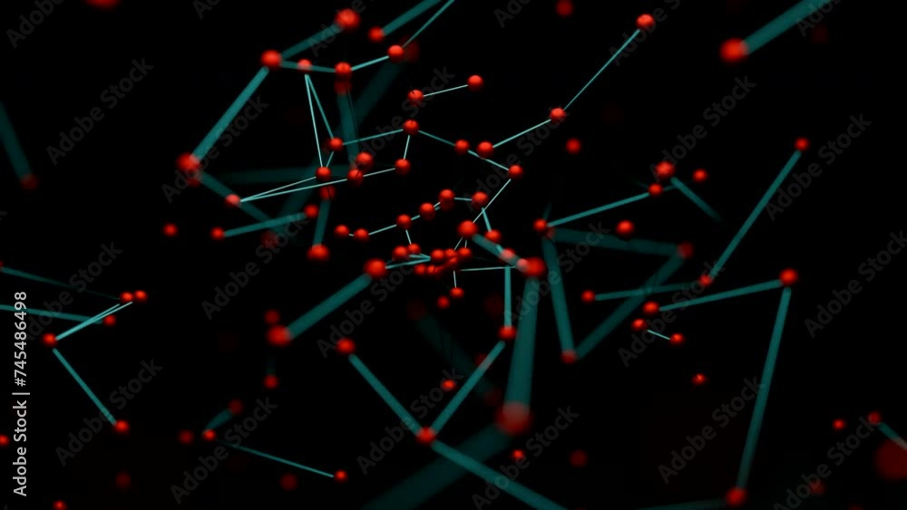 Chains of molecules in stream on black background. Design. Molecules ...
