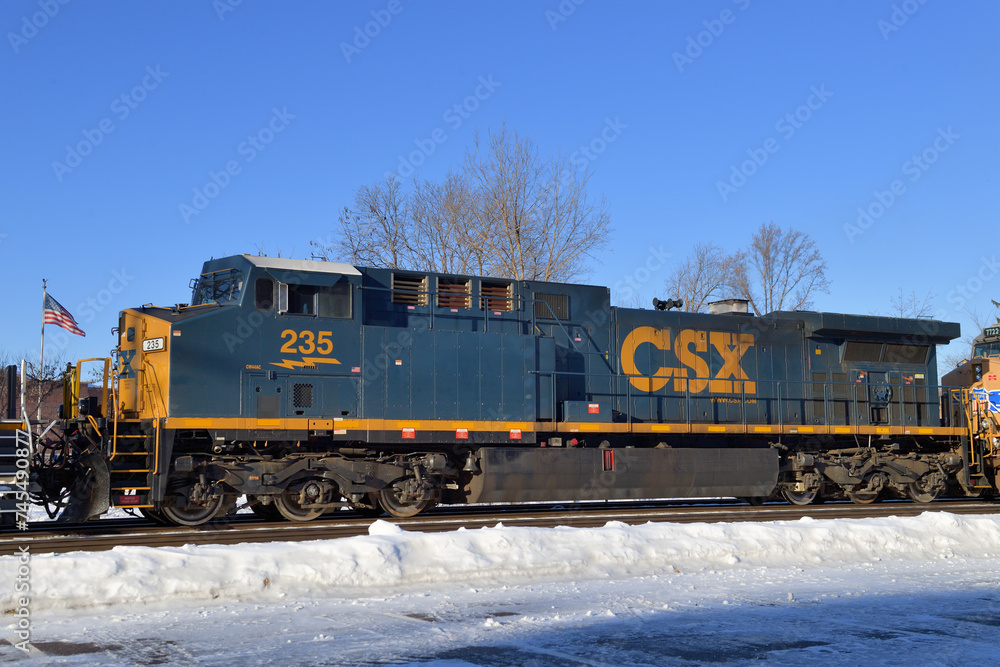 Locomotives, including an off-road CSX Transportation unit, power a ...