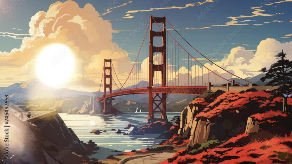 poster gate bridge . landmark architecture famous place in anime ...