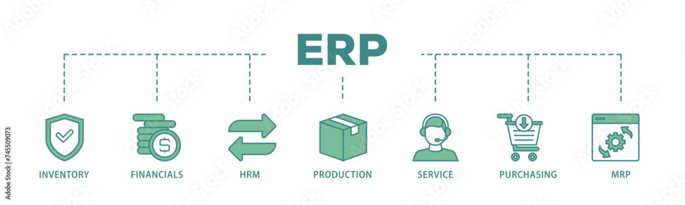 ERP banner web icon illustration concept with icon of inventory ...