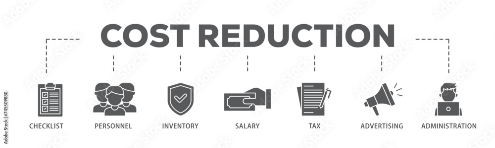 Cost reduction banner web icon illustration concept with icon of ...