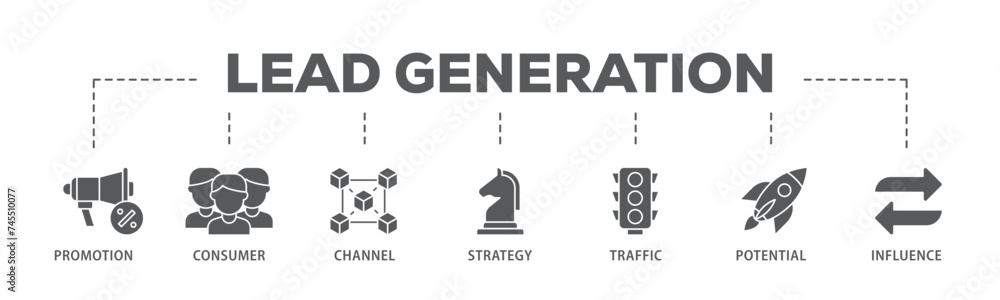 Lead generation banner web icon illustration concept with icon of ...