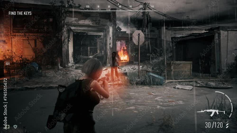 Vidéo Stock Playing the modern horror shooter game. Shooting the ...