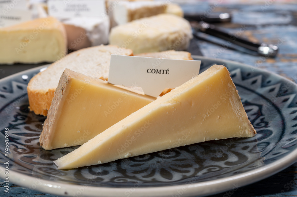 French cheese Comte, three varieties 1 year matured Prestige, fruity ...