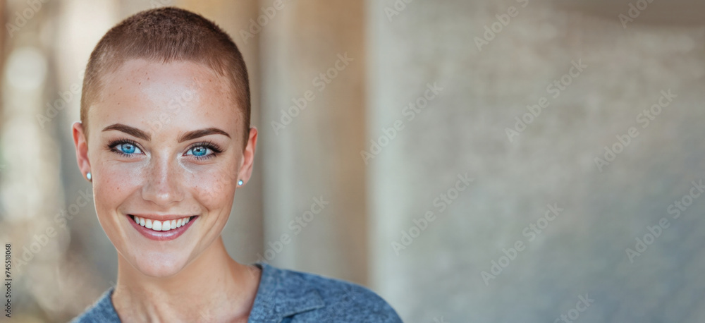 beautiful girl with skinhead haircut Stock Photo | Adobe Stock