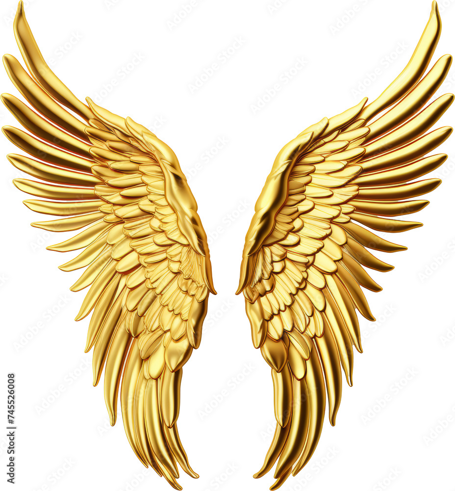 angel wings,golden wings,angel wings made of gold isolated on white or ...