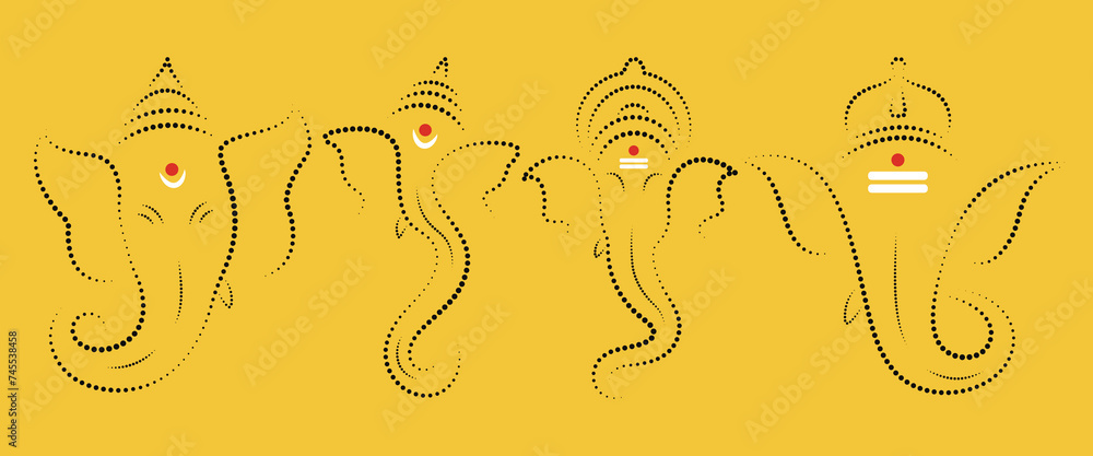 ganpati dotted line art set. Decoration for Indian Hindu Auspicious ...
