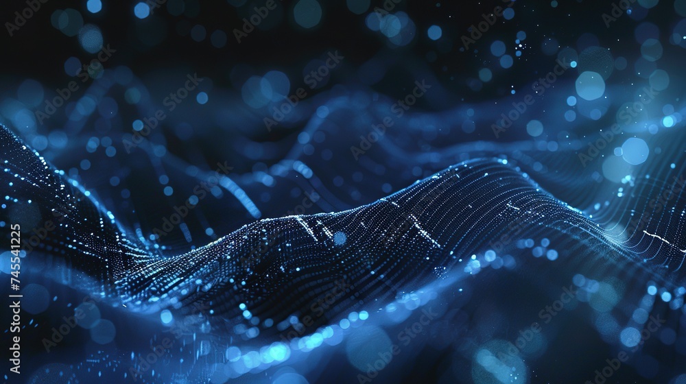 Futuristic blue sound wave visualization depicting an equalizer's ...