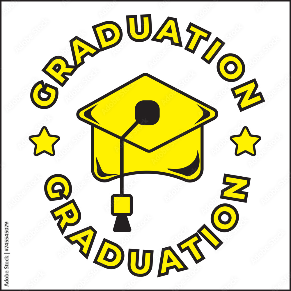 vector design illustration of a graduation logo with a toga hat in ...