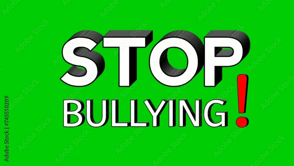 STOP bullying Text animation motion graphics on red on green screen ...