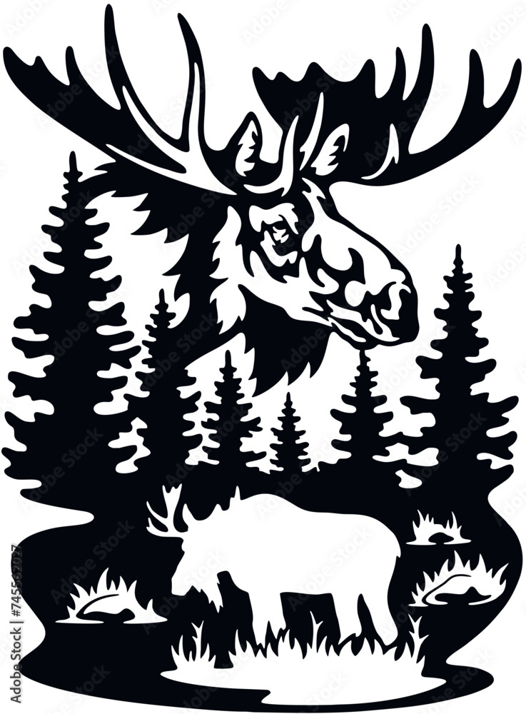 Moose - Wildlife Stencils - Moose Silhouette, Wildlife clipart isolated ...