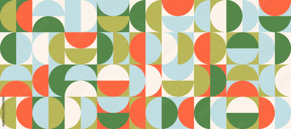 Bright semicircle seamless pattern. Abstract geometric half circle and ...
