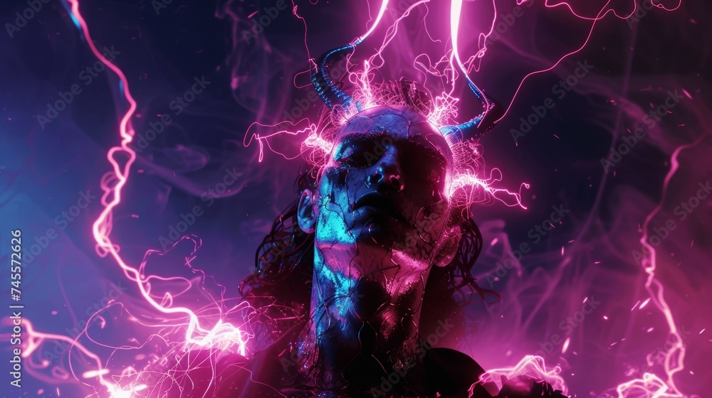 Visualize the Greek god Hades the ruler of the underworld emanating a ...