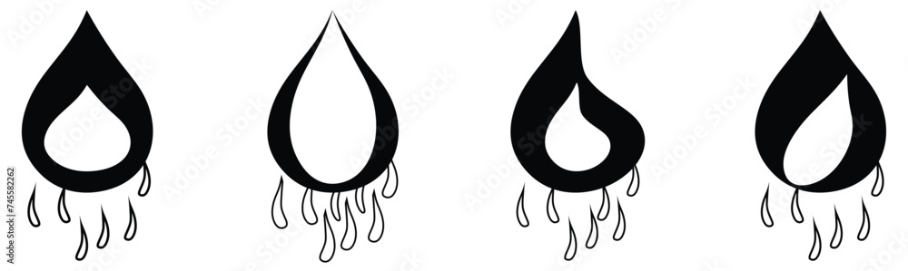 water drops icon set in line style. water, oil drop, water drop, splash ...